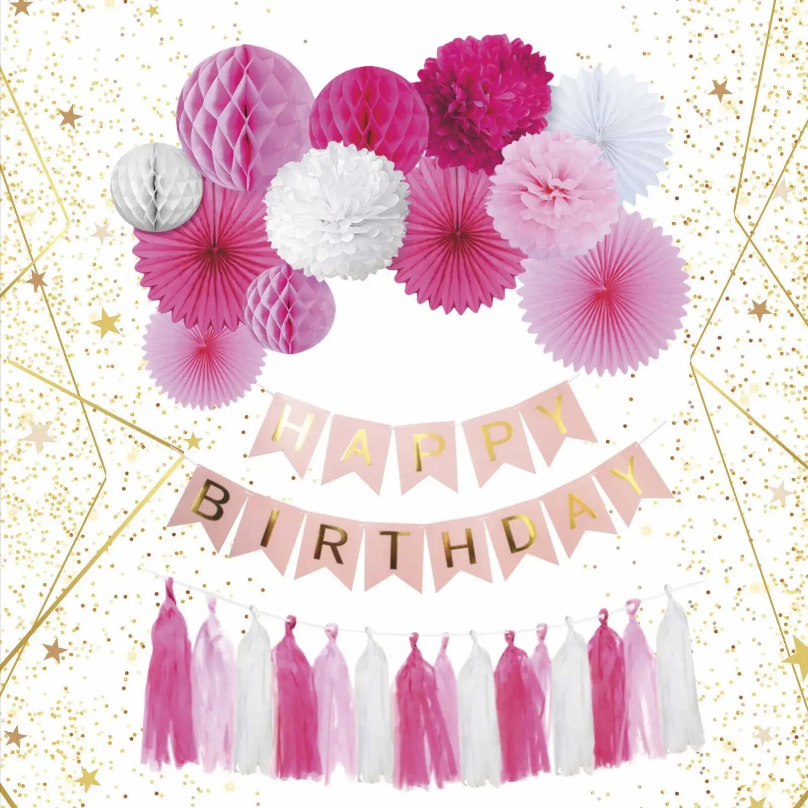 Набор для фотозоны «Праздничный карнавал», 14 предметов, фуксия/розовый/белый