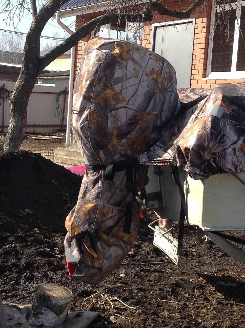 Чехол лодочного мотора Yamaha 25-30 л. с. Нога S 2 тактный зелёный хаки GLASH.