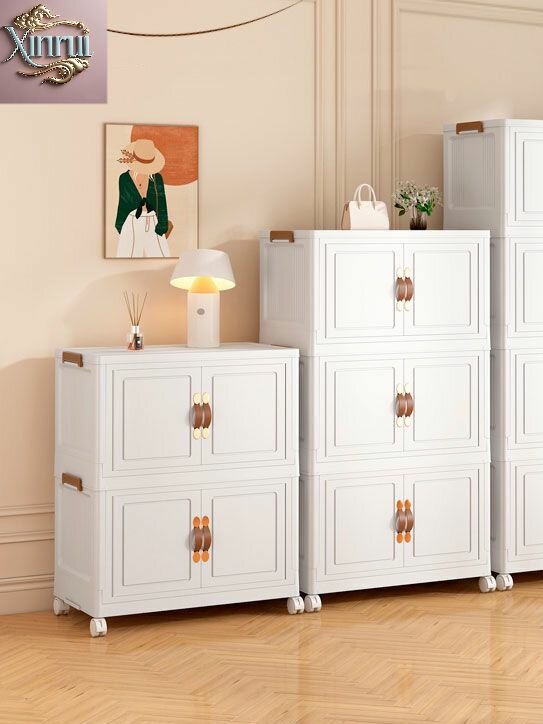 Складной шкафчик на колесиках, 3 слоя, белый