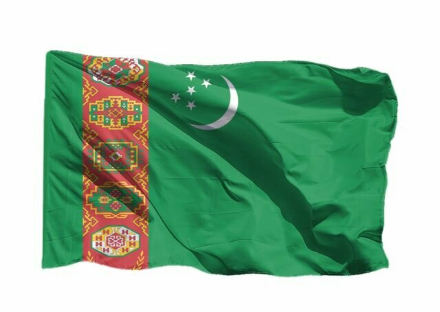 Флаг Туркменистана на шёлке, 70х105 см для ручного древка