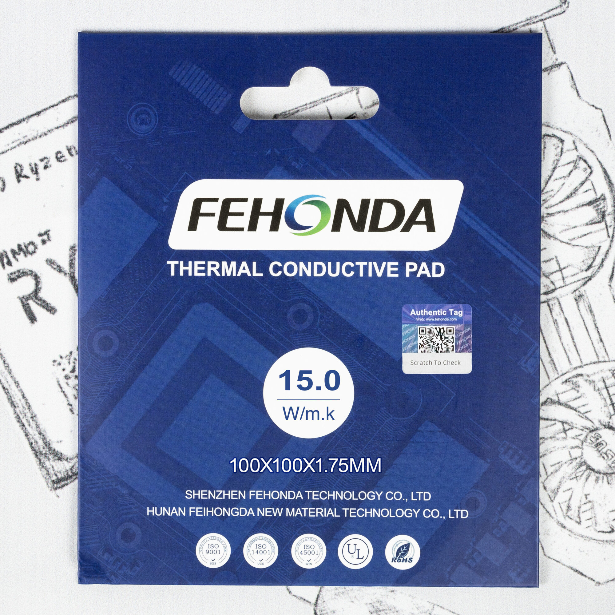 Термопрокладка Fehonda 100*100mm*1.75mm 15.0W/m-k