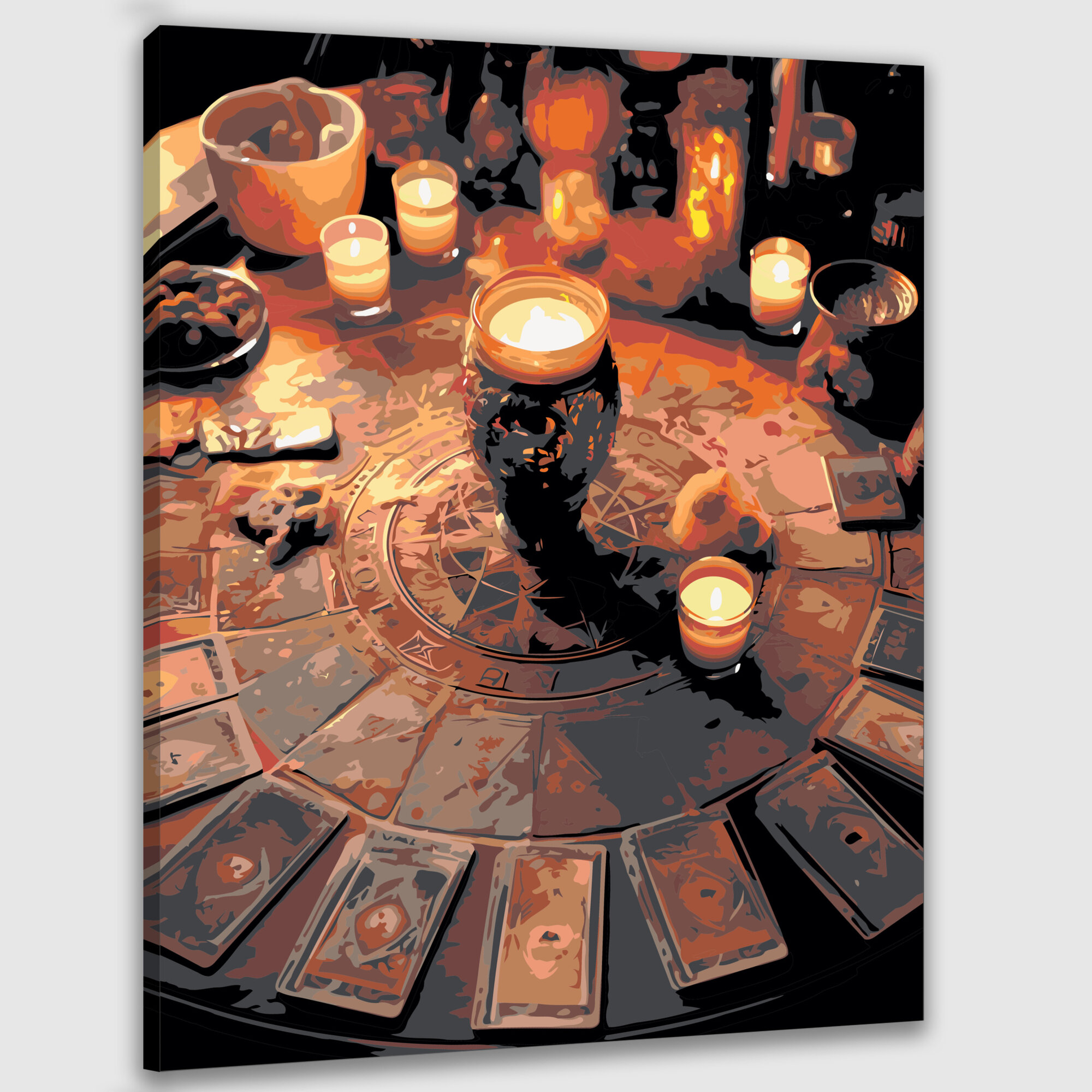 Картина по номерам 40x50 см, картина, фотография, гадание, карта Таро, колода, символы Вселенной, стол, композиция