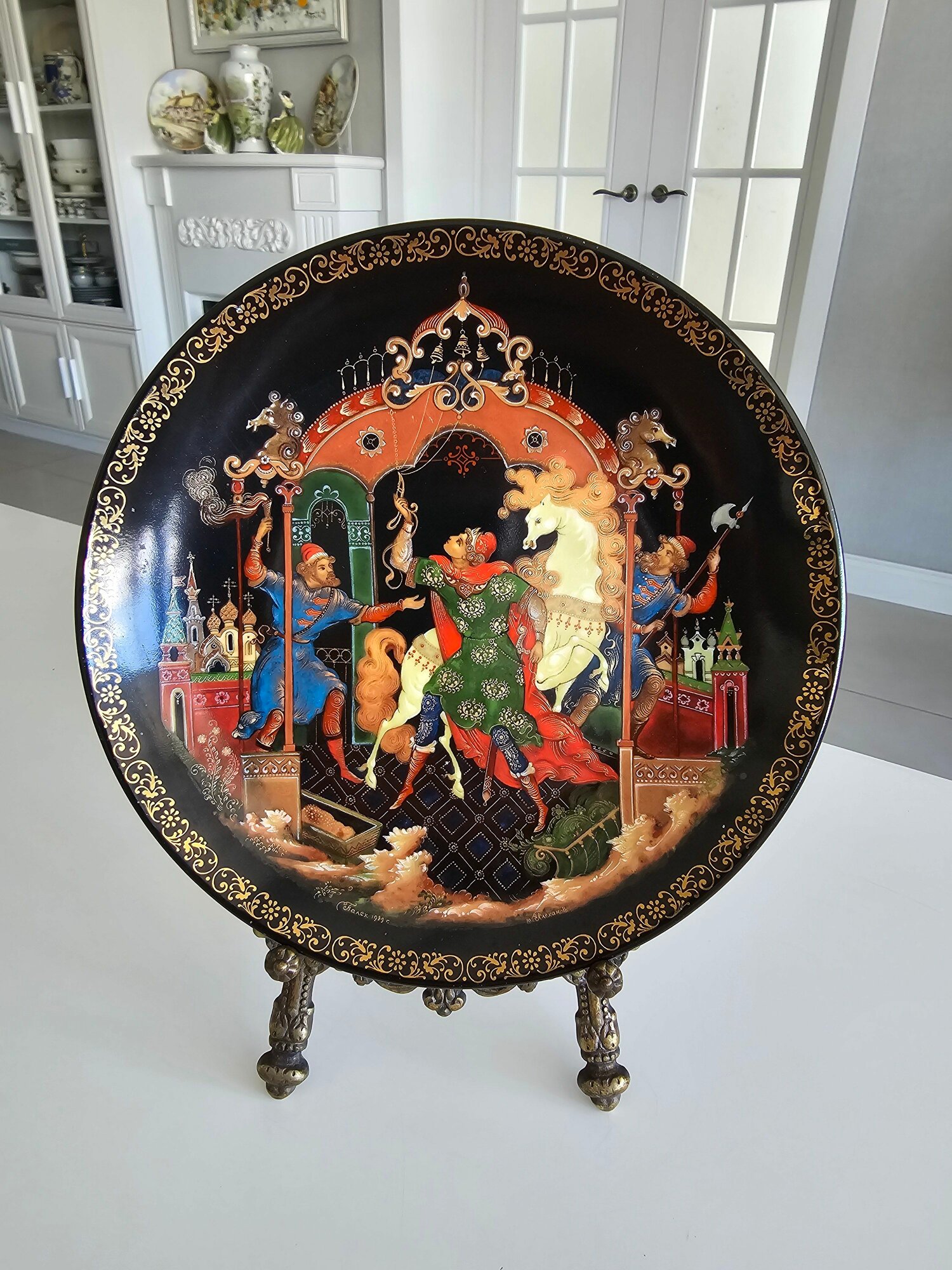 Тарелка винтажная Палех Жар-Птица