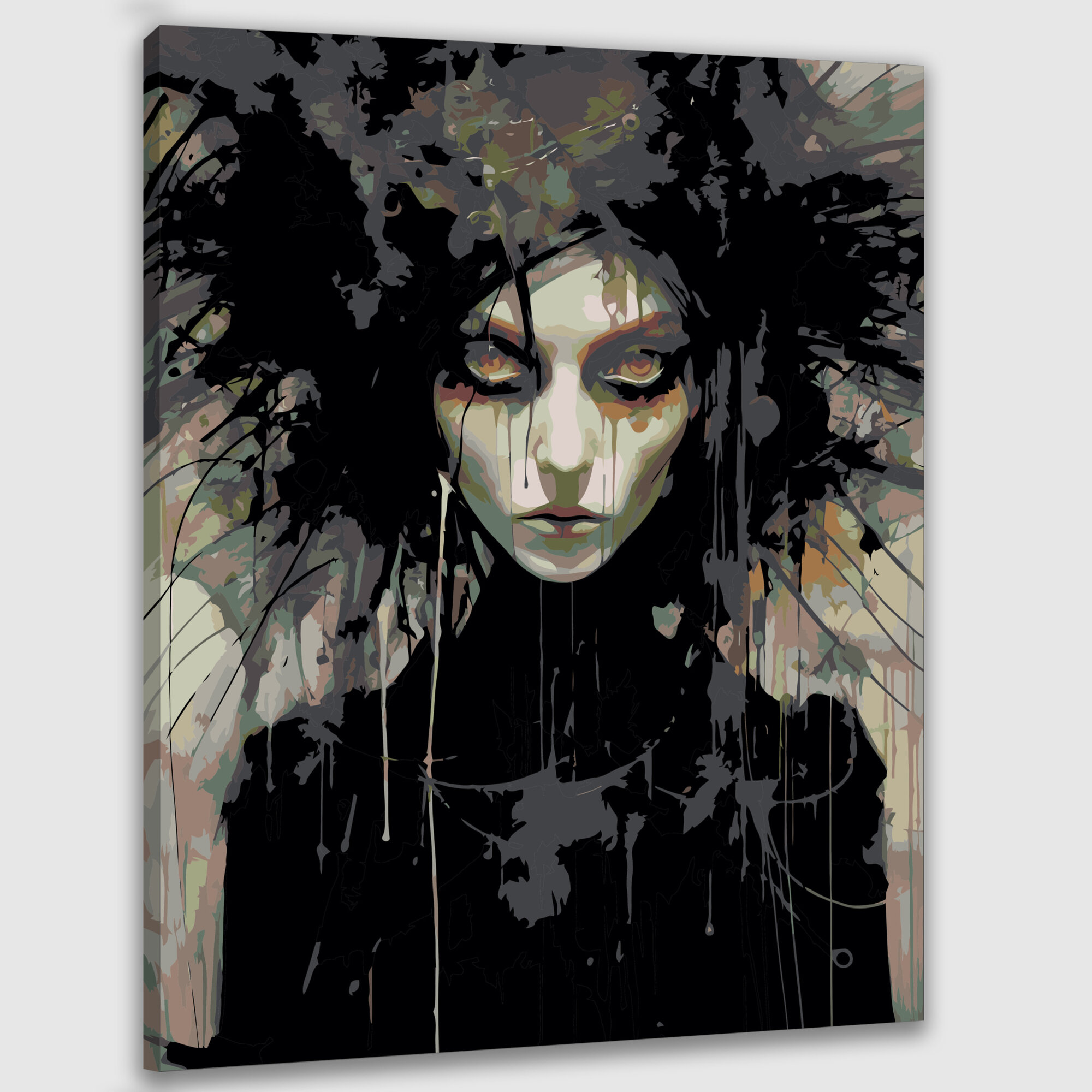 Картина по номерам 40x50 см, сюрреализм, ведьма, темные глаза, акриловая краска, коллаж, пристальный взгляд