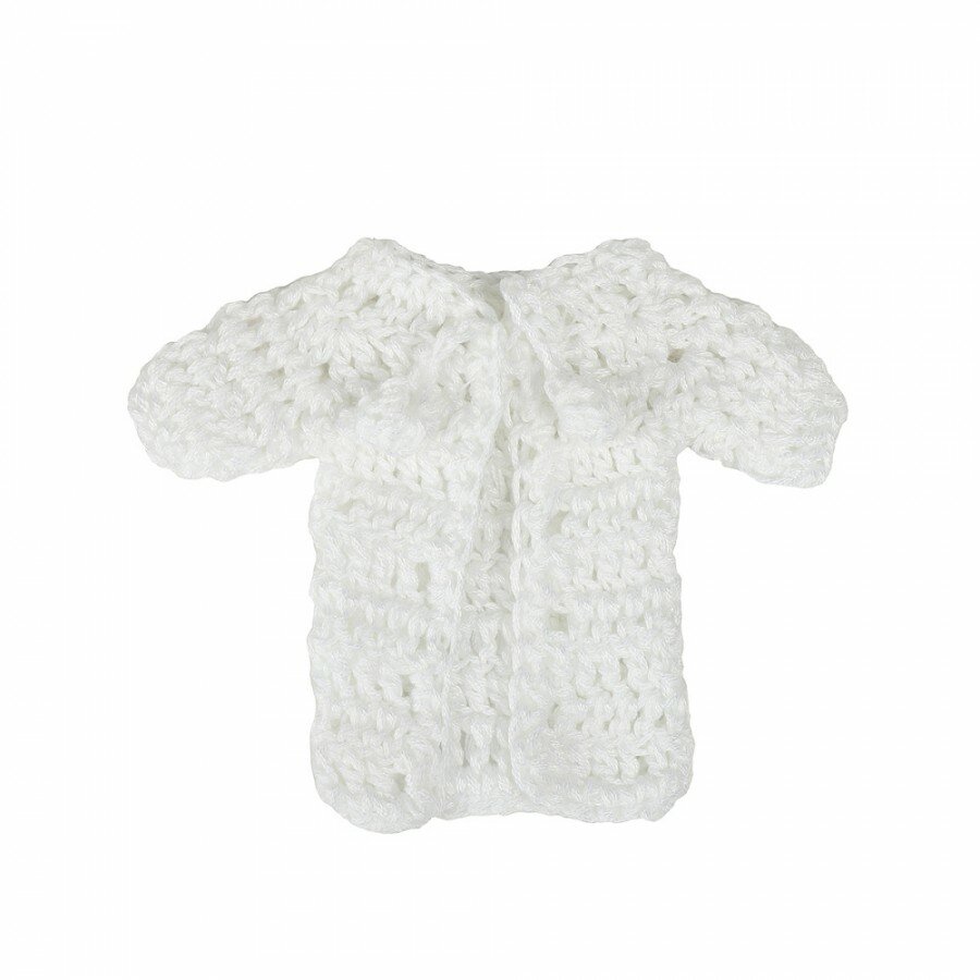 Кофта вязаная мини (ручная вязка) КЛ.29561 ширина 6см длина 8см рукав 3,5см цв. белый