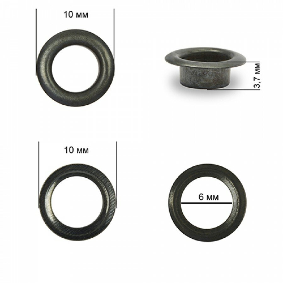 Люверсы сталь TBY.2140 N4 (Ø 6мм, h 3,7мм) цв. оксид уп. 1000шт
