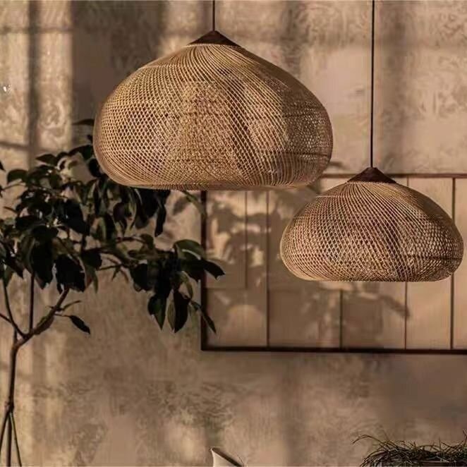Плетеная люстра из ротанга для кухни или столовой, гостиной, кафе