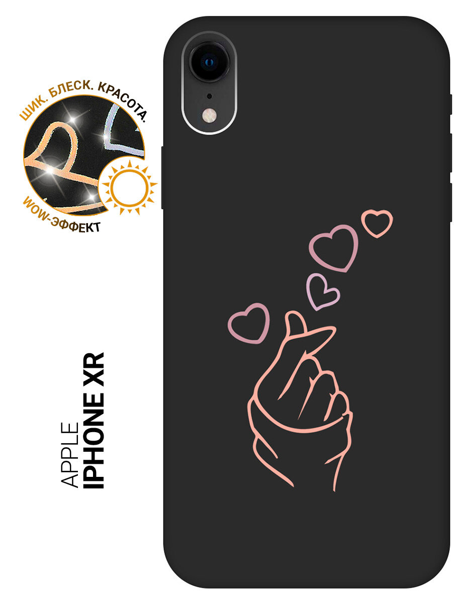 Силиконовый чехол на Apple iPhone XR / Эпл Айфон Икс Эр с рисунком "K-Heart" Soft Touch черный