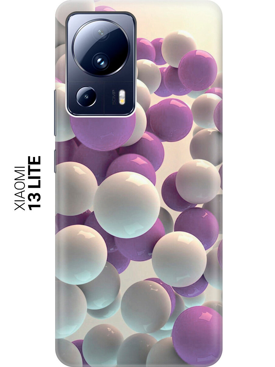 Силиконовый чехол на Xiaomi 13 Lite, Сяоми 13 Лайт с принтом "Белые и сиреневые шары"