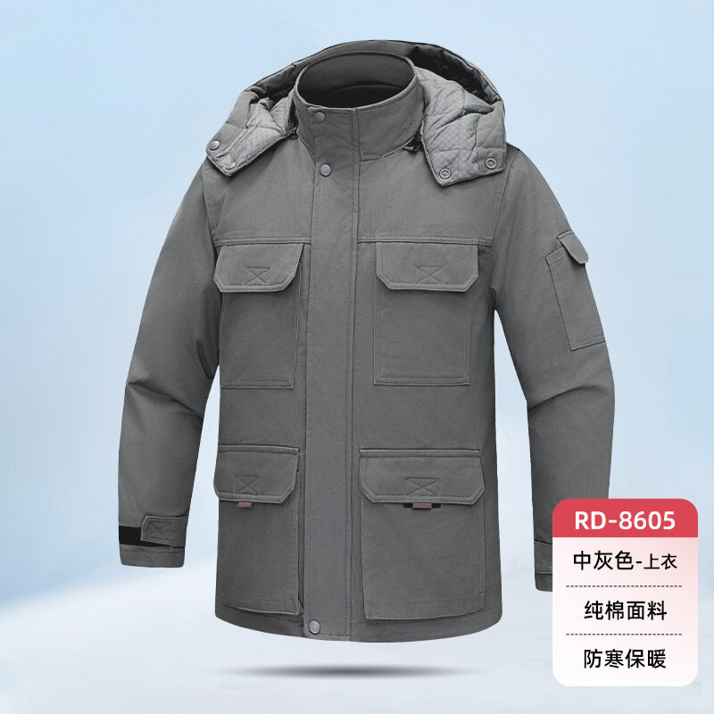 Рабочая куртка, зимняя, хлопок, 4XL, средне-серая