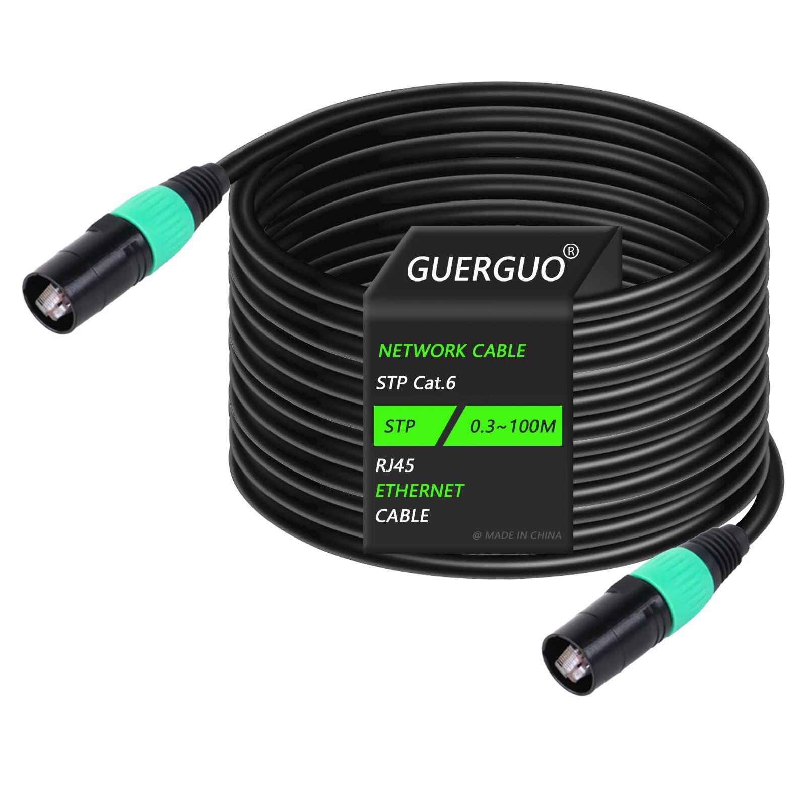 Экранированный кабель Ethernet CAT6 RJ45 0,3-100 м CAT6-STP-INDOOR, Green, 3M