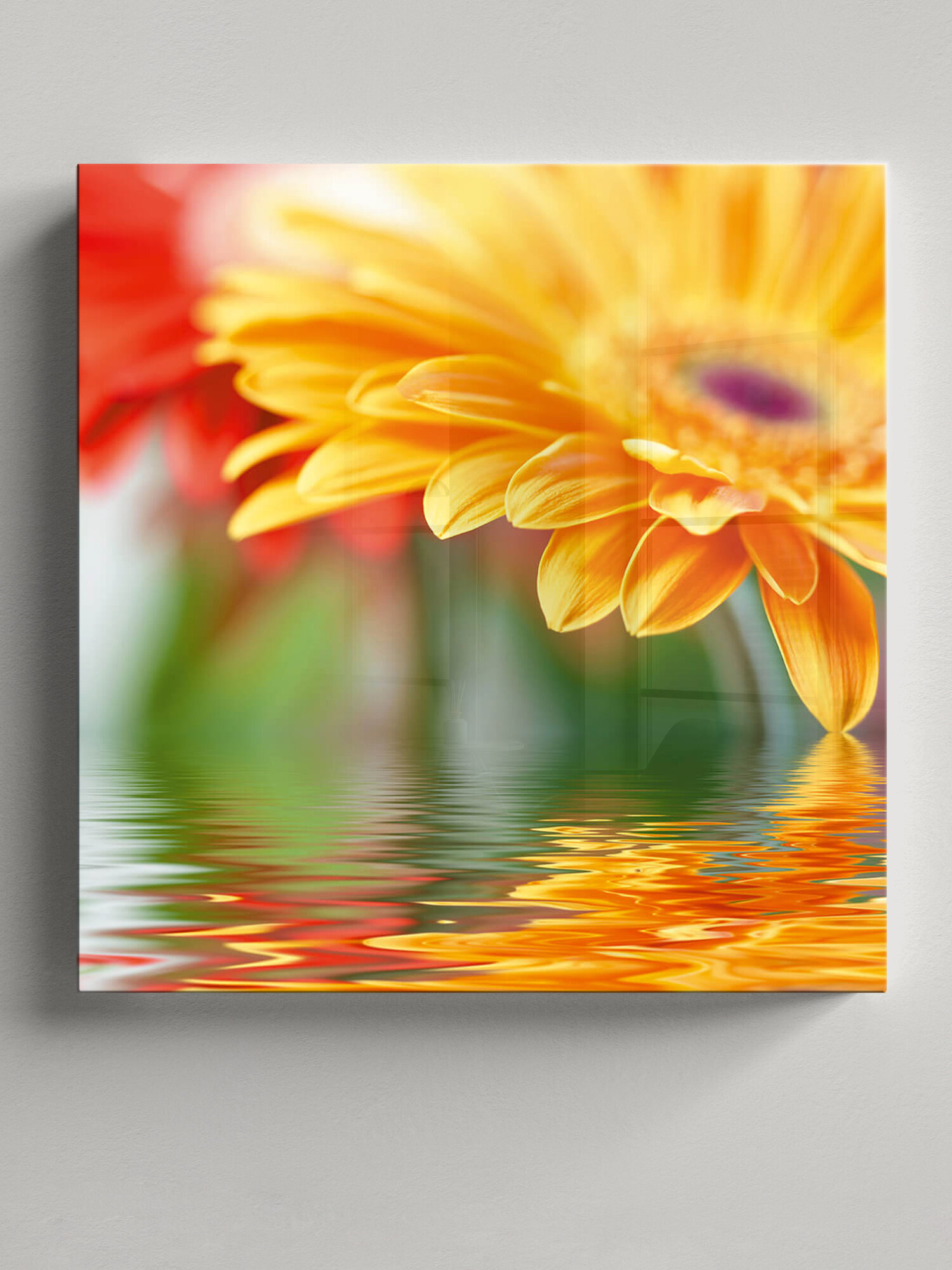 Картина Postermarket "Желтая гербера" на стекле, 30 x 30 см.