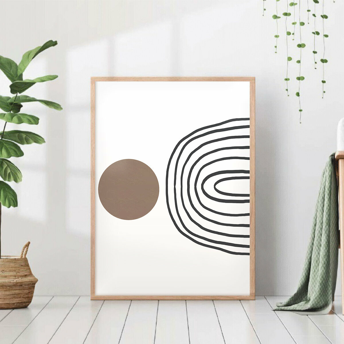 Постер "Абстракция минимализм круг и линии" 40x50 без рамки для интерьера на стену