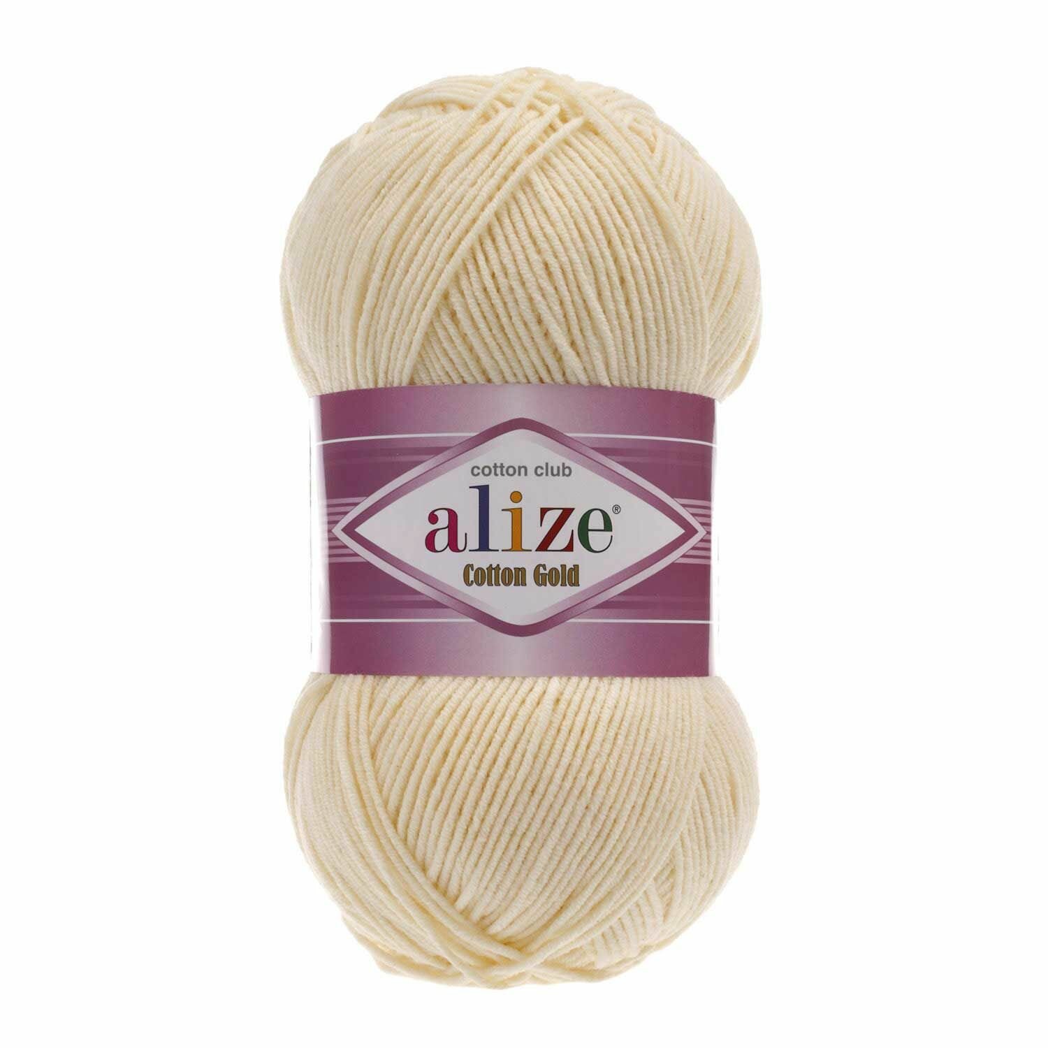 Пряжа Alize Cotton Gold 458 кремовый (100г/330м, упаковка 5 мотков)