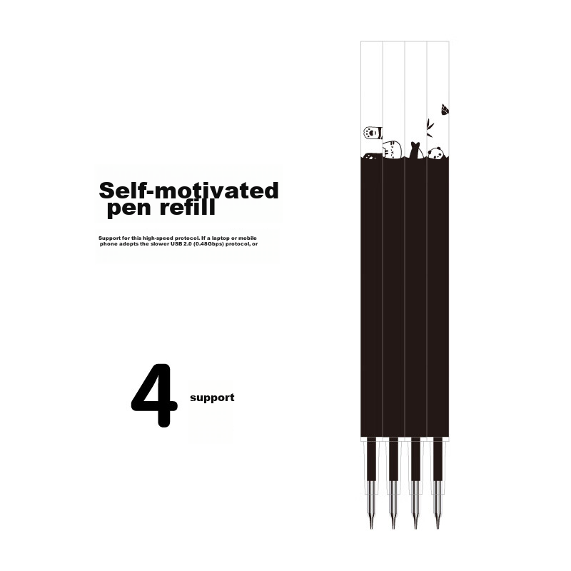 Class 2, Grade 3 & Bifangshuo 4-Pack Self-Encouraging Exam Practice Pens, Refill Set, CS Tip 0.5mm Refill, Black Refill, Student Stationery