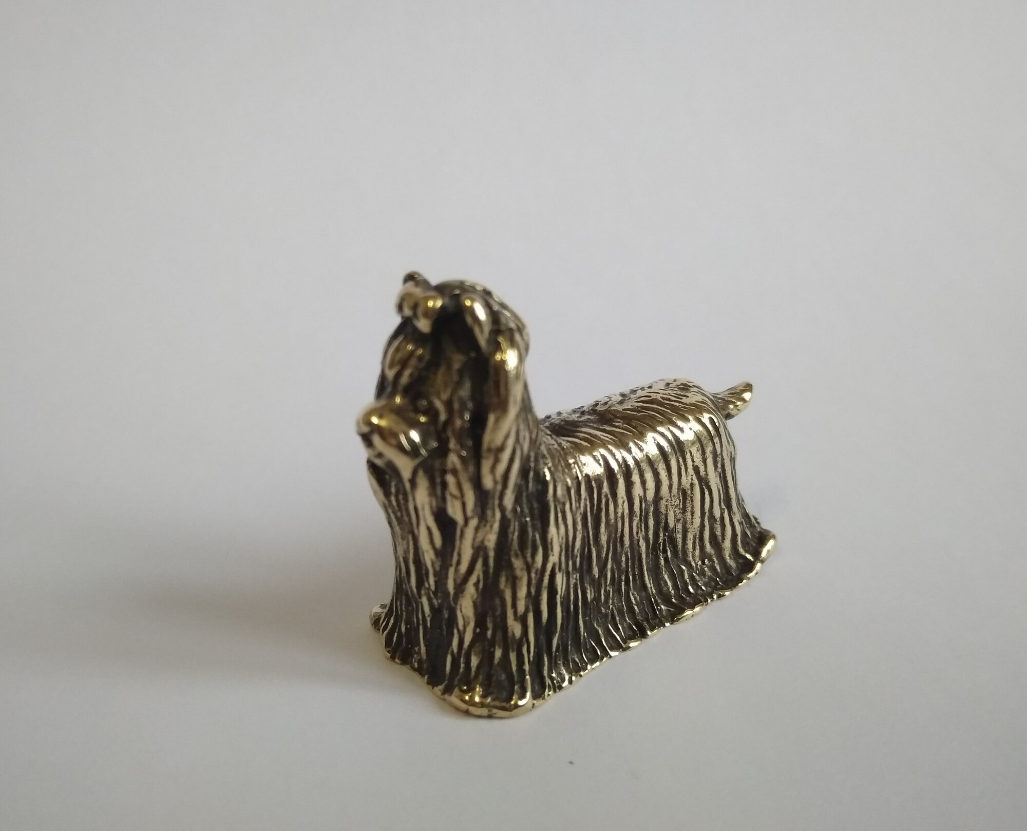 Йоркширский терьер длинношерстный - миниатюрная фигурка из бронзы, сувенир, подарок