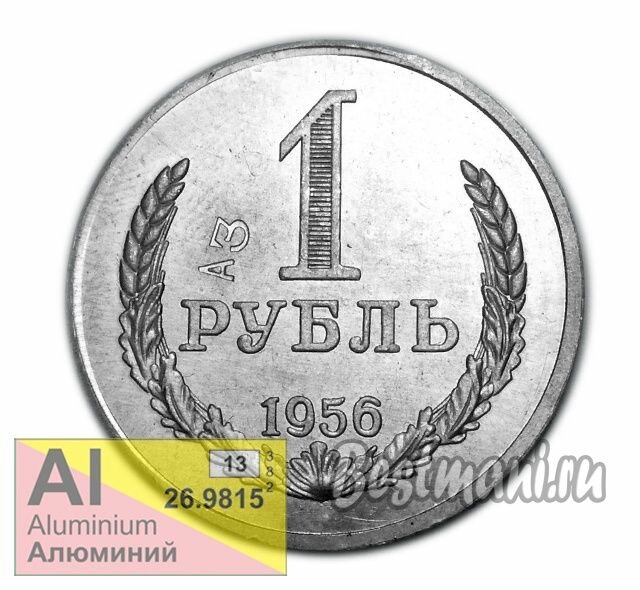 1 рубль 1956 года с надчеканом А3 пробные монеты СССР сувенирная копия алюминий монеты, нумизматика, деньги для коллекции