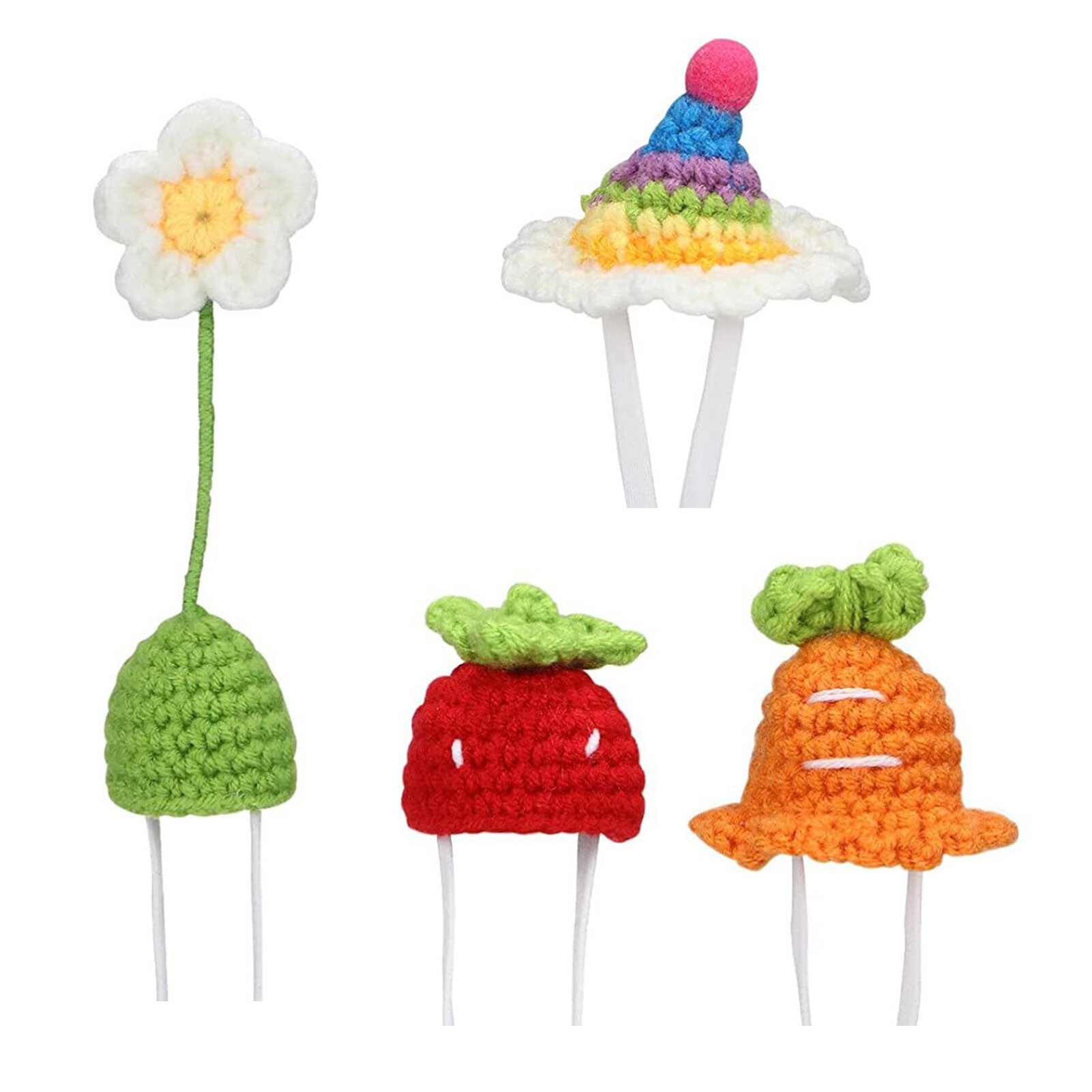 4 шт. Мини-вязаные шапки ручной работы, милые вязаные крючком шапки в виде маленьких животных для домашних животных, ящериц, хомяков, морских свинок