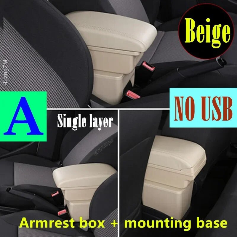 Автомобильный подлокотник для TOYOTA BELTA, подлокотник для TOYOTA BELTA, центральный ящик для хранения, внутренняя модернизация с USB автомобильными аксессуарами A style Beige No USB