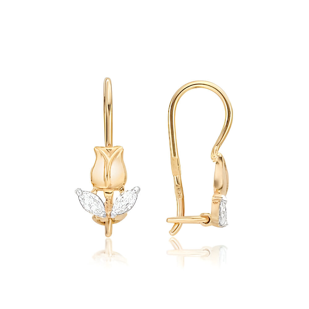 Серьги, красное золото, 585 проба, родирование, фианит