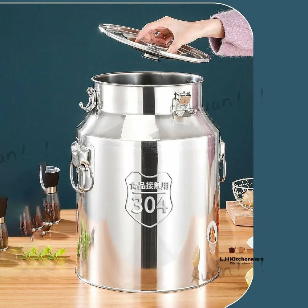 Герметичная бочка из нержавеющей стали 304 - 35 литров с краном для хранения и транспортировки жидкостей 30x50 см