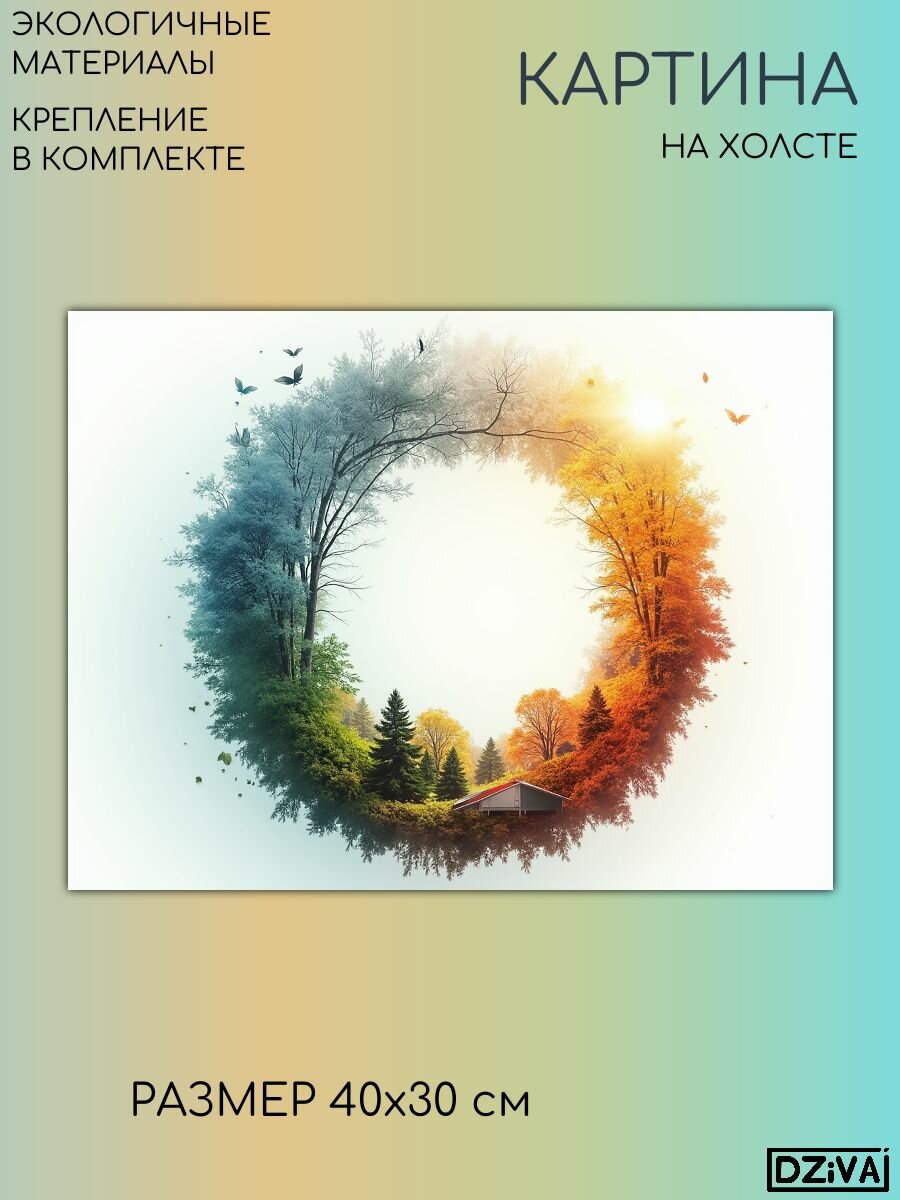 Картина на холсте "Круг времён" 40x30 см