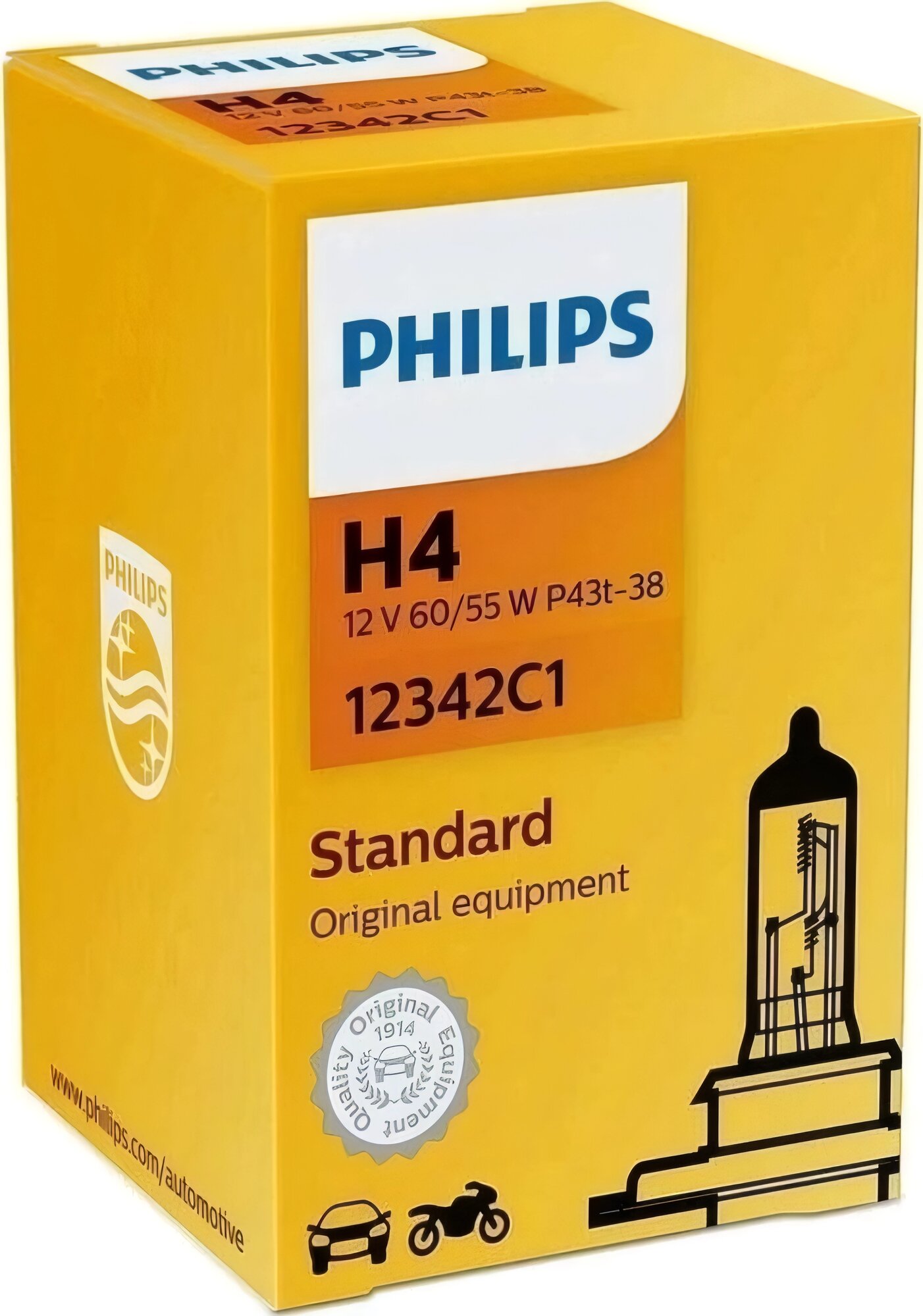 Галогенная лампа PHILIPS Standard H4 (60/55W 12V) 1шт