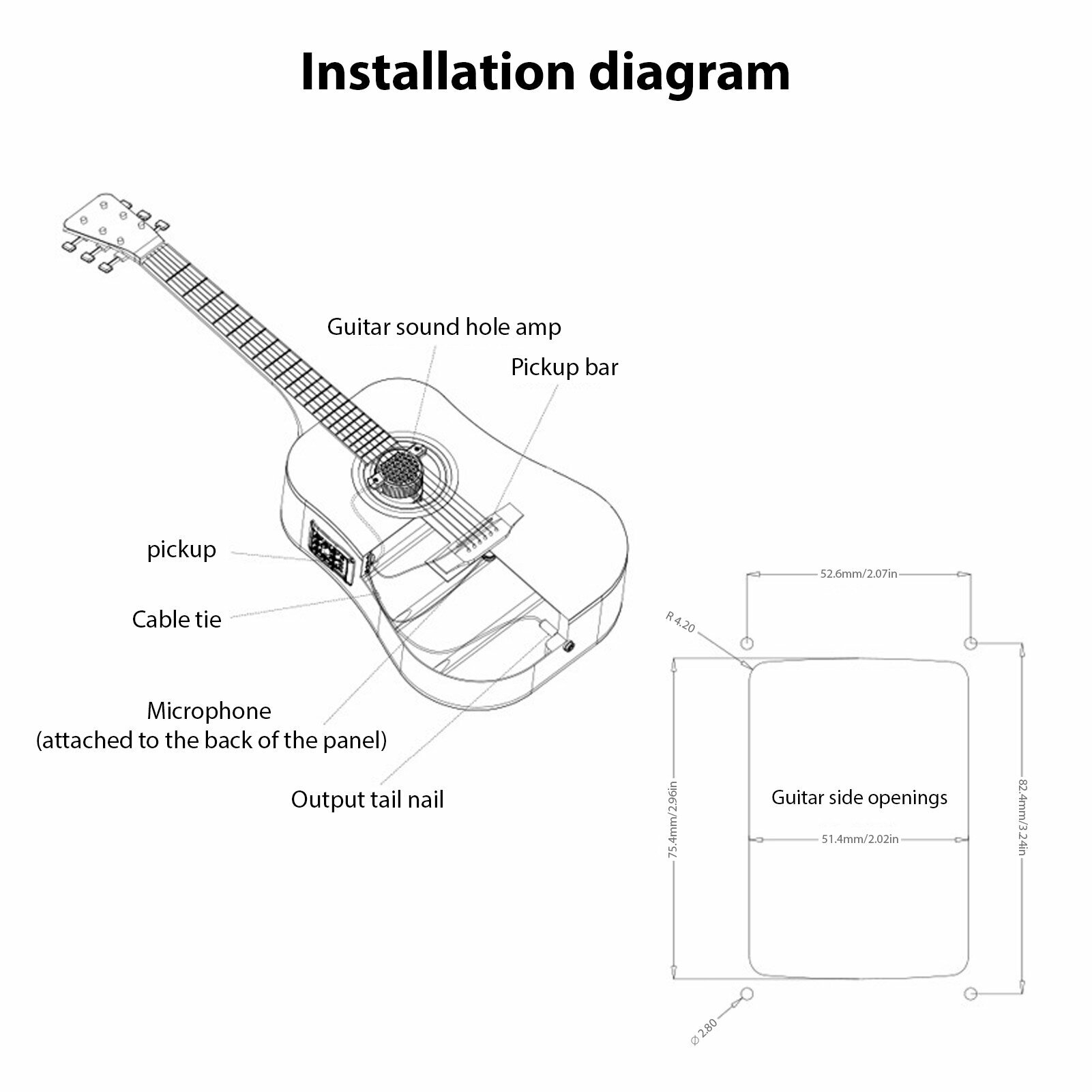 Звукосниматель Sound Hunter Guitar Wooden с 8-ваттным динамиком, гитарным резонаторным отверстием, звукоснимательной доской, функциями Chorus Delay, Reverb, звукоснимателем No Punching для акустической деревянной гитары, аксессуарами для инструментов