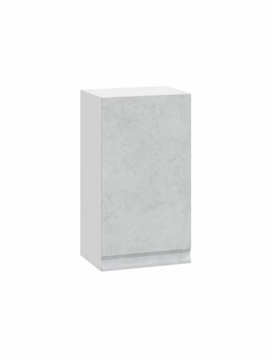 Кухонный модуль навесной, шкаф Велюр с полками, с доводчиками, 40х29.6х72 см, Белый / Бетон снежный