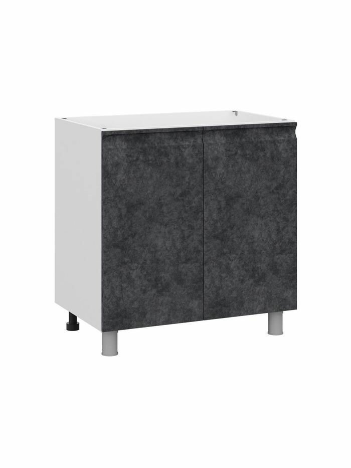 Кухонный модуль напольный, стол под мойку Велюр с доводчиками, 80х50.6х82.4 см, Белый / Бетон графит