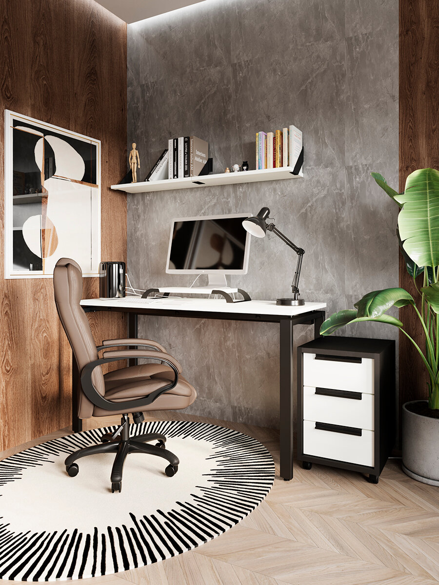 4Ю LOFT Стол 180х70х75 см офисный, письменный, в стиле лофт, на металлокаркасе, Премиум белый