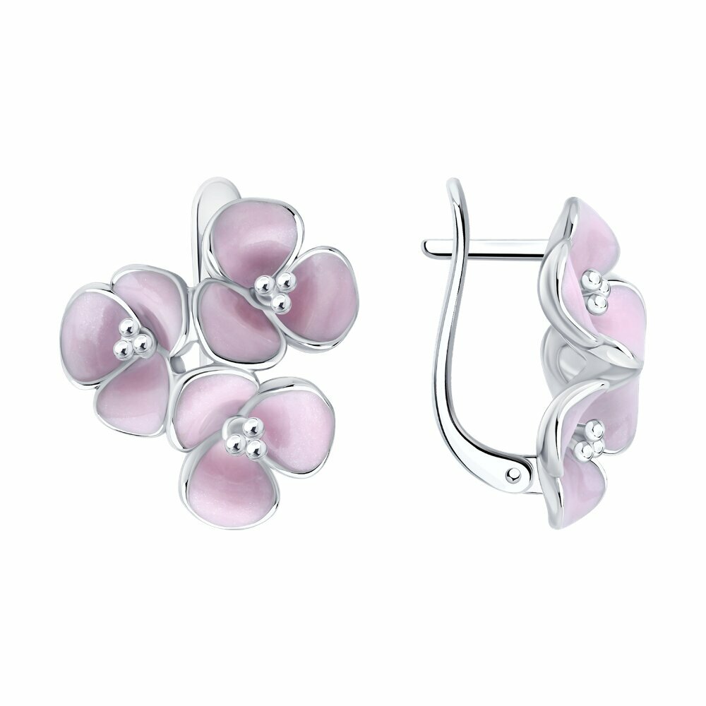 Серьги, серебро, 925 проба, родирование, эмаль