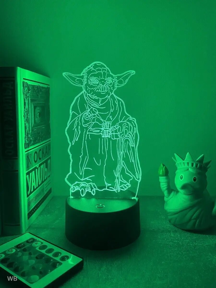Ночник Звездные Войны - Star Wars. Подарок фанату «Звёздных Войн» — декор в комнату с героями легендарной саги: Дарт Вейдер, джедаи, световые мечи, Мандалорец и Грогу.