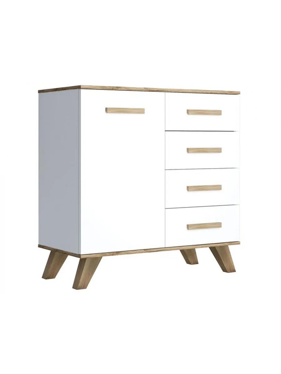 Комод Кураж Вега Скандинавия Дуб Каньон / Белый / Белый глянец