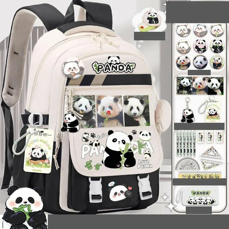 Детский студенческий рюкзак с изображением гигантской панды большой вместимости/защита позвоночника/полный учебный набор