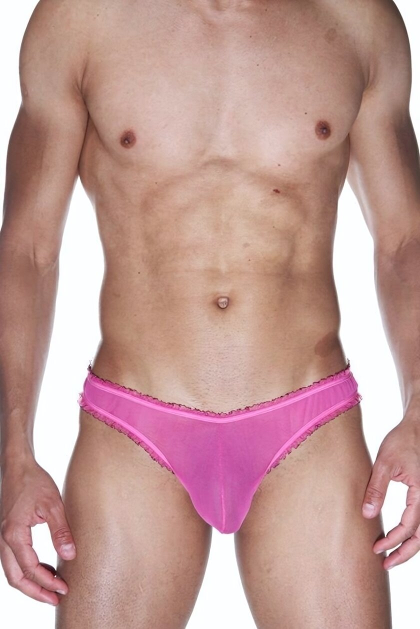 Трусы Ярко-розовые трусы-бразилиана с рюшами