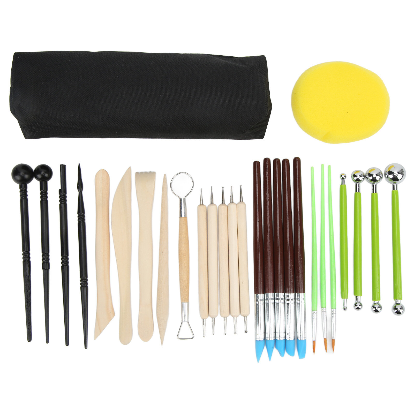Набор из 28 инструментов для работы с полимерной глиной: нож для резьбы, палочка для таблеток, крючок, кисть для литья, силиконовый наконечник, ручка-сверло.