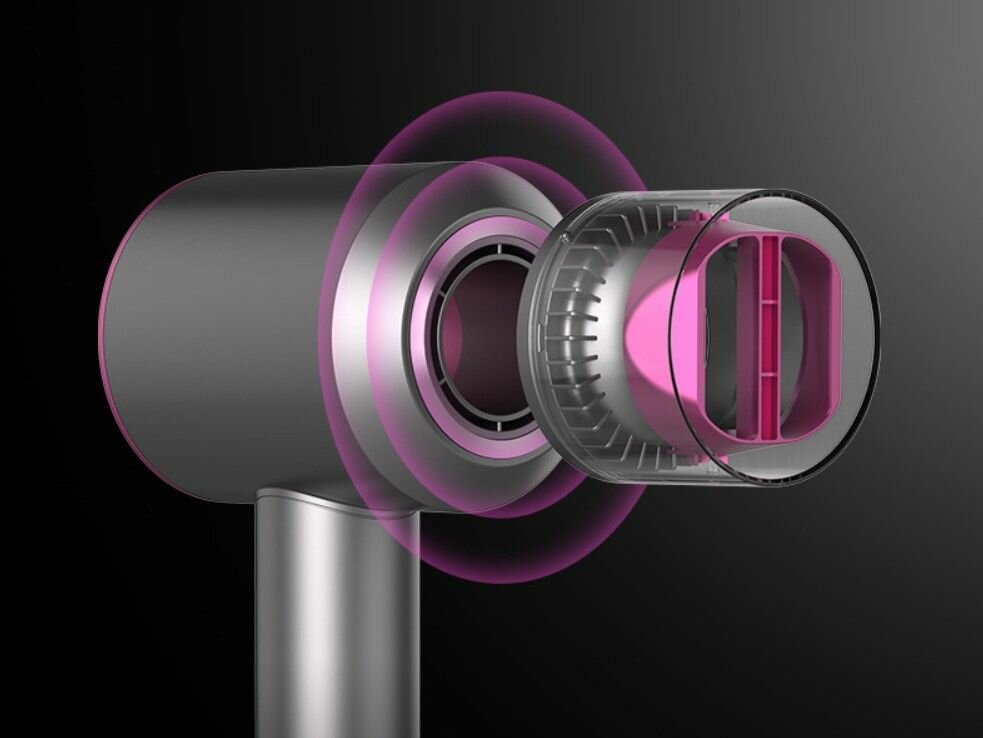 Насадка для комфортной сушки волос для фена Dyson SuperSonic. Цвет Фуксия. Насадка с автоматическим изменением направления воздушного потока.