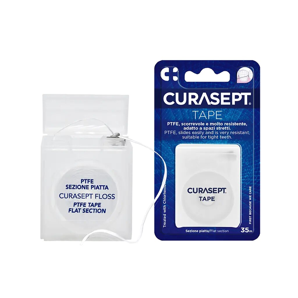Curasept PTFE Зубная нить Tape плоская вощеная CHX 0,2% 35м 1 шт