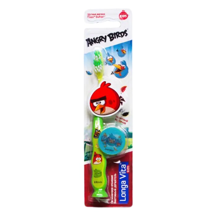 Longa Vita Зубная щетка Angry Birds с защитным колпачком арт. AB-1 1 шт