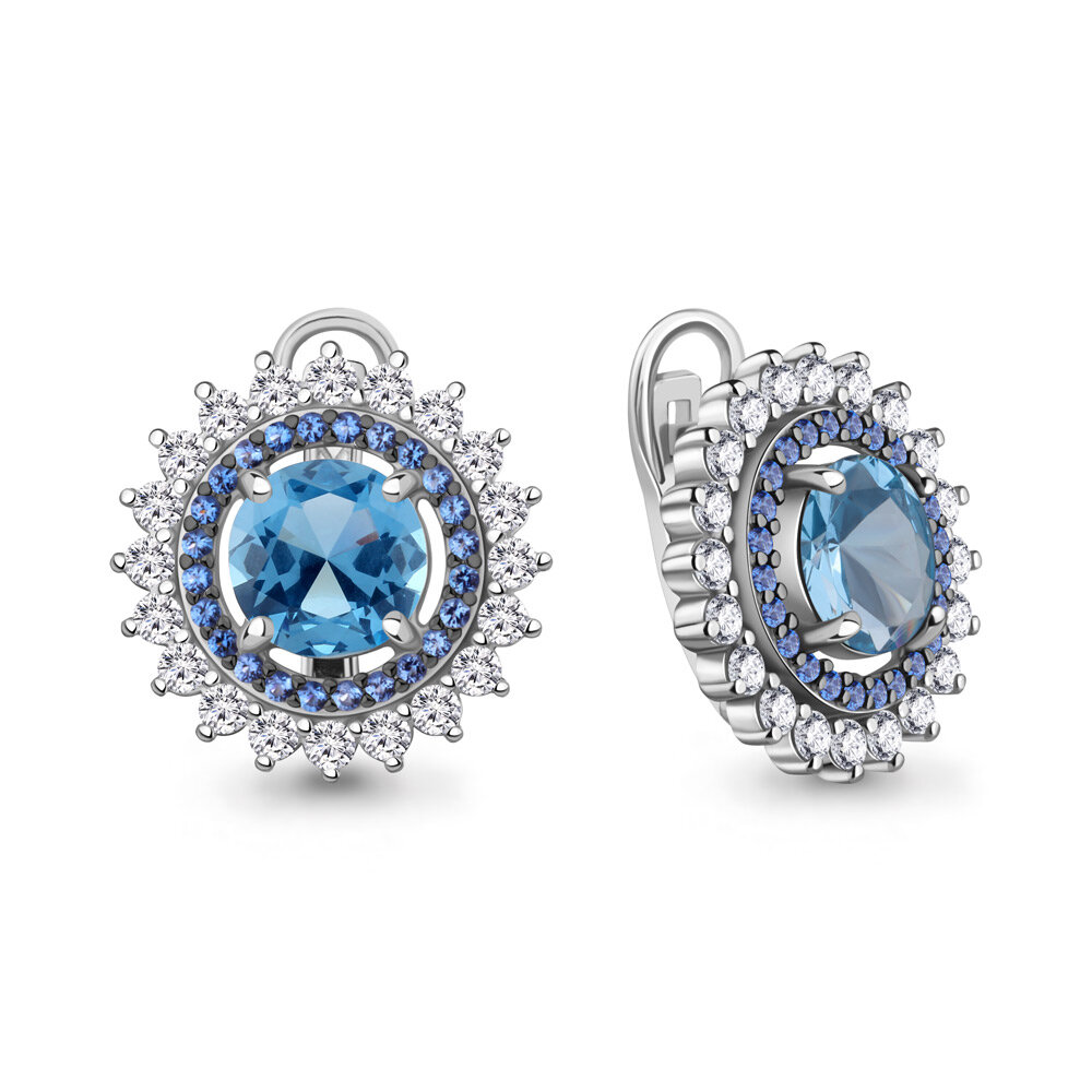 Серьги, серебро, 925 проба, фианит, кристалл