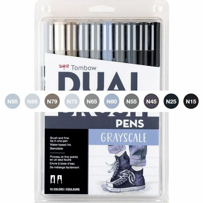 Набор художественных маркеров Japan Tombow Brush с каллиграфическими надписями ABT