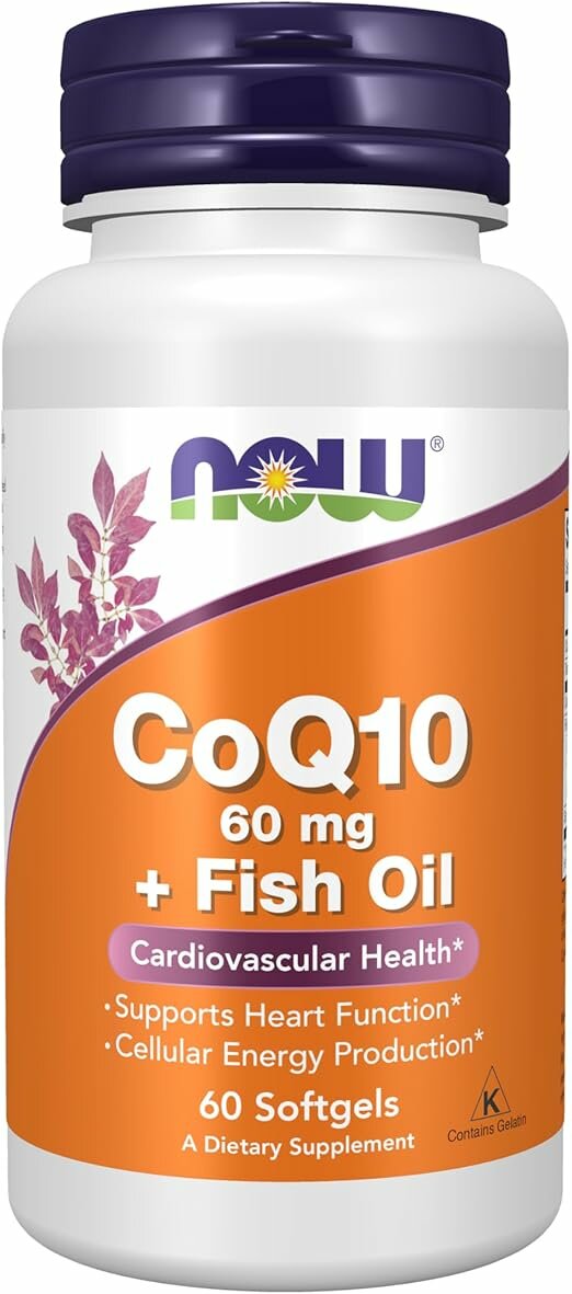 CoQ10 60 mg with Omega 3 Fish Oil NOW (60 гель. кап)