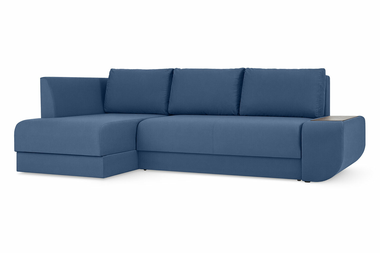 Угловой диван-кровать Силенд, 241х82х142 см, левый угол, обивка велюр, синий