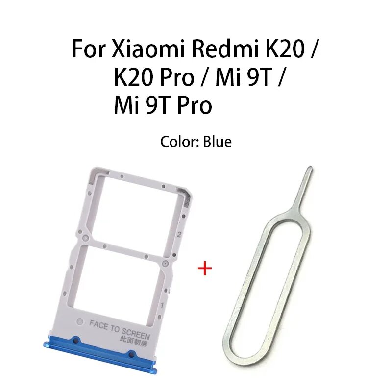 Лоток SIM-карты синий для Xiaomi Redmi K20/K20 Pro/Mi 9T/Mi 9T Pro