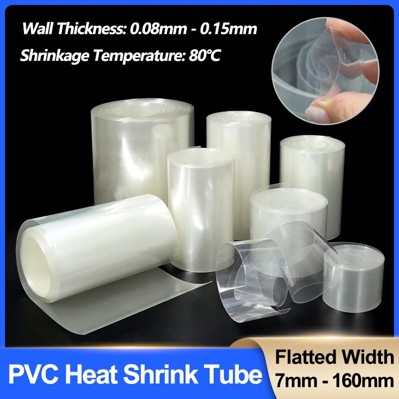 Прозрачная термоусадочная трубка ПВХ 7-160 мм Width 110mm Dia 70mm, 20 meters
