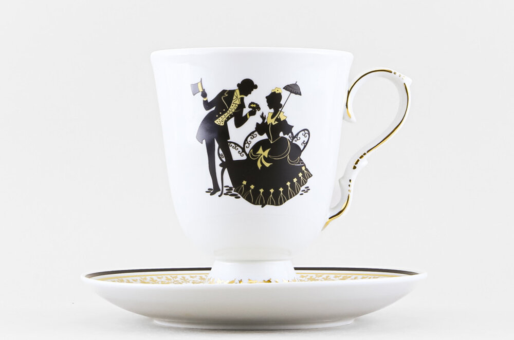 Бокал для чая, кофе с блюдцем, фарфор, объем 600 мл. Дулево ф. Классическая "Силуэты"