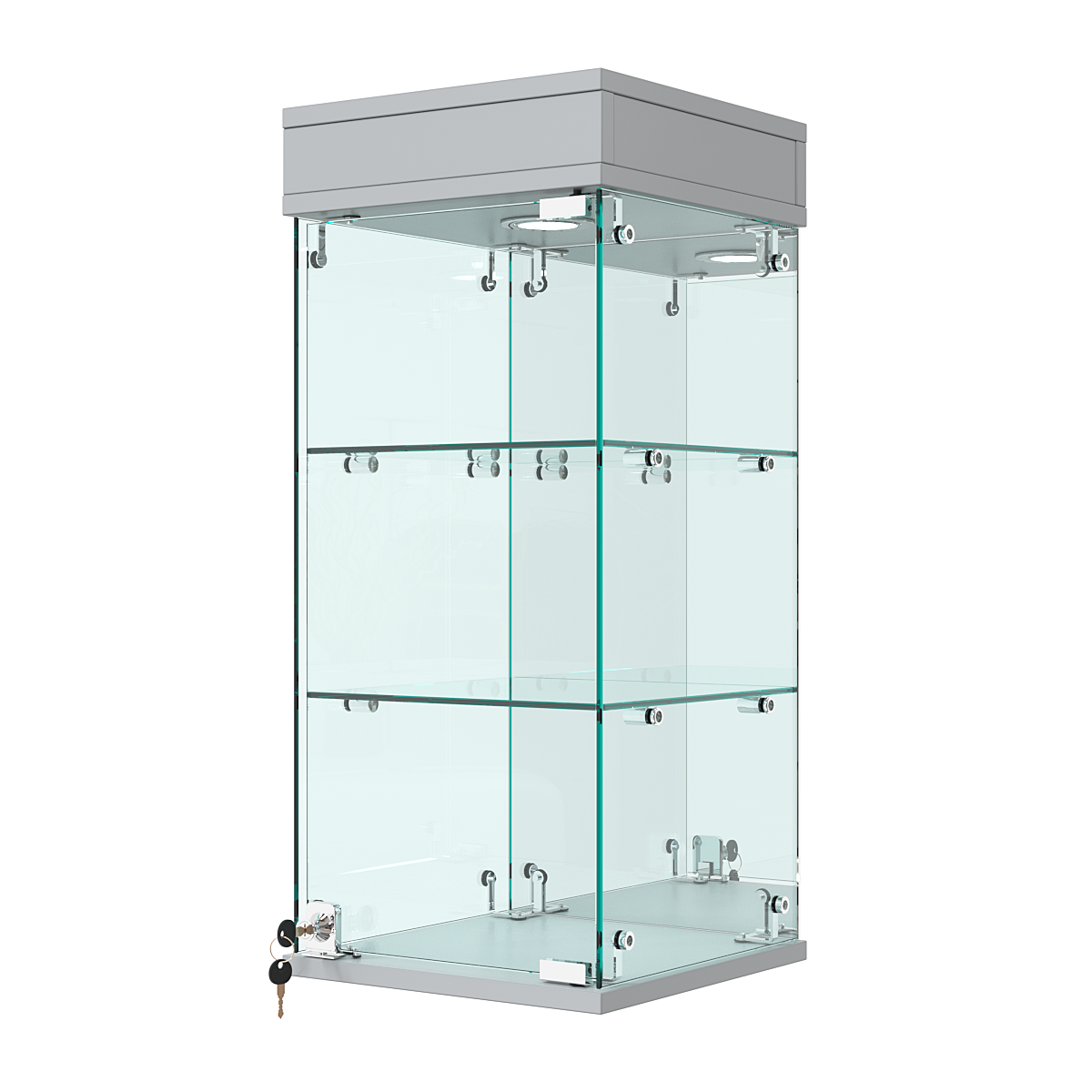 Витрина "истра" настольная №25-1 (закрытая, задняя стенка - зеркало), Серый