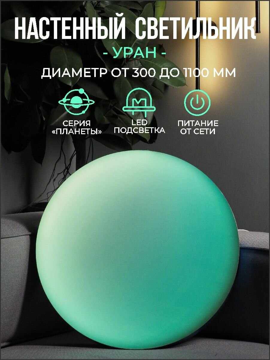 Светильник настенный светодиодный уран С пультом , 50х50 см, холодный 6000K