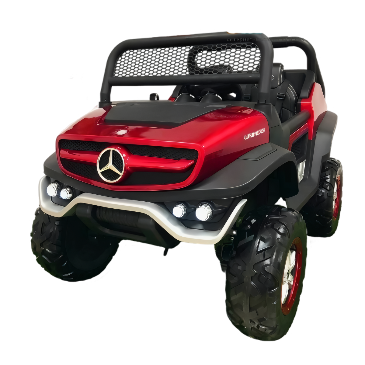 Электромобиль "Mercedes Unimog", 4WD, для детей 3-9 лет, 2 места, красный
